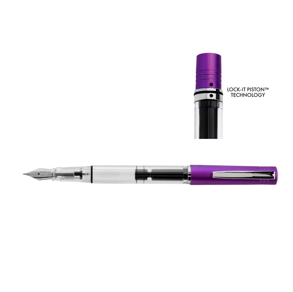 Monteverde USA MP1 Lock-It Piston Technology Fountain Pen Purple Frost ...